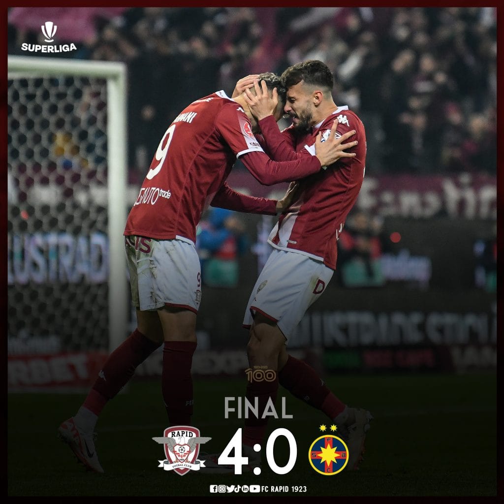 RAPID ÎNVINGE CLAR ÎN DERBY: 4-0, CU FCSB - FC Rapid 1923